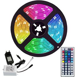 VINGO 5M LED Streifen set , RGB LED Stripe 5050 SMD, LED Strip 30 LEDs, LED Band Nicht wasserdicht(IP20), mit 44 Tasten Fernbedienung