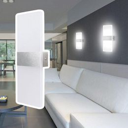 VINGO LED Wandleuchte Innen/Außen Wandleuchten Modern Wandlampe Wandbeleuchtung Treppenhaus Flur Kaltweiß 2X 12W - Weiß