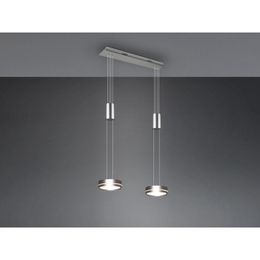 Trio Led Pendelleuchte franklin höhenverstellbar 2-flammig in Silber, 55cm