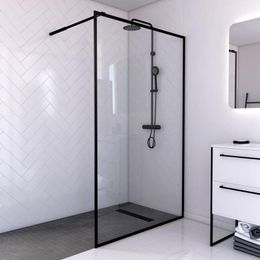 MARWELL - City Duschwand - 120 x 200 cm - schwarz - Begehbare Dusche - Walk-In � Duschabtrennung- schwarze Duschwand
