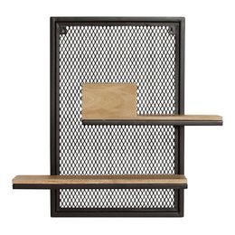 Miliboo Doppelwandregal aus Metall und massivem Mangoholz H60 cm rack - Holz hell / Schwarz