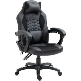 HOMCOM - Bürostuhl Massagesessel Gaming Stuhl Wärmefunktion 6 Vibrationspunkte Gaming-Stühle,Kunstleder ,Ledersessel ,6 Vibrationspunkte