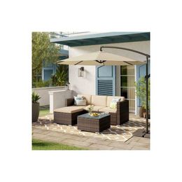 Songmics - Gartenmöbel-Set, Balkonmöbel aus PE-Polyrattan, Terrassenmöbel, Ecksofa, Outdoor, handgeflochtenes Rattan, Lounge-Set, mit Kissen und