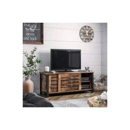 Songmics - vasagle Fernsehtisch für Fernseher bis zu 48 Zoll, TV-Schrank im Industrie-Design, Lowboard mit Schiebetüren und 2 Regalebenen,