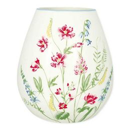 GreenGate Dekovase GreenGate Vase ELWIN Weiß mit Blumen 20x17
