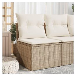 vidaXL Gartenbank Gartensofa ohne Armlehnen mit Kissen Beige Polyrattan Außenbereich