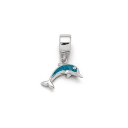 Charm-Einhänger DUR Schmuck: Charm "Delfin" mit blauem Steinsand F286