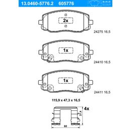 ATE Bremsbeläge mit Zubehör vorne (13.0460-5776.2) für Hyundai I10 I20 KIA