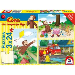 Schmidt Spiele Coco, der neugierige Affe, Spaß mit Coco, 3x24 Teile (Puzzle)