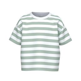 name it - T-Shirt NKFVITANNI BOXY STRIPES in silt green, Gr.122/128