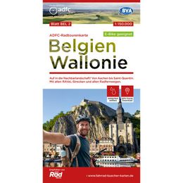 ADFC-Radtourenkarte BEL 2 Belgien Wallonie,1:150.000, reiß- und wetterfest, GPS-Tracks Download - E-Bike geeignet, Karte (im Sinne von Landkarte)