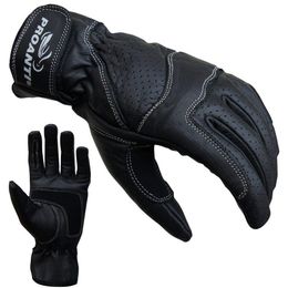 PROANTI Motorradhandschuhe Damen Leder Handschuhe, schwarz