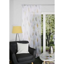 Vorhang PAOLO, Home Wohnideen, Kräuselband (1 St), transparent, Voile, Kräuselbandschal bedruckt, gelb