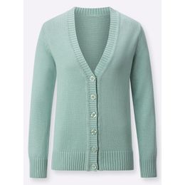WITT Damen Strickjacke mit farblich abgestimmten Kn&ouml;pfen, kalkmint, Gr&ouml;&szlig;e 46