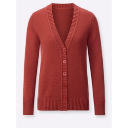 WITT Damen Strickjacke mit farblich abgestimmten Kn&ouml;pfen, rostrot, Gr&ouml;&szlig;e 50