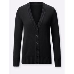 WITT Damen Strickjacke mit farblich abgestimmten Kn&ouml;pfen, schwarz, Gr&ouml;&szlig;e 40