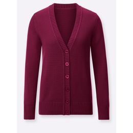 WITT Damen Strickjacke mit farblich abgestimmten Kn&ouml;pfen, fuchsia, Gr&ouml;&szlig;e 48