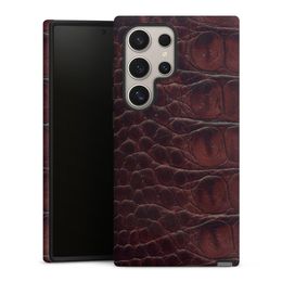 DeinDesign Galaxy S24 Ultra Handy Panzer Handyh&uuml;lle robuste Outdoor H&uuml;lle Schutzh&uuml;lle matt Leather Crocodile Animal Print Tough Case