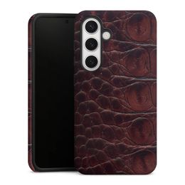 DeinDesign Galaxy S24 Handy Panzer Handyh&uuml;lle robuste Outdoor H&uuml;lle Schutzh&uuml;lle matt Leather Crocodile Animal Print Tough Case
