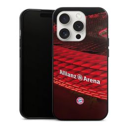 DeinDesign iPhone 15 Pro Handy Slim Case extra d&uuml;nn Silikon Handyh&uuml;lle schwarz H&uuml;lle Fc Bayern M&uuml;nchen Stadium Fcb Silikon Slim Case