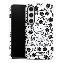 DeinDesign Galaxy S24 Handy Panzer Handyh&uuml;lle robuste Outdoor H&uuml;lle Schutzh&uuml;lle matt Peanuts Flowers Snoopy Tough Case
