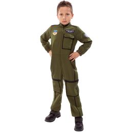 buttinette Kampfflieger-Overall für Kinder, olivgrün