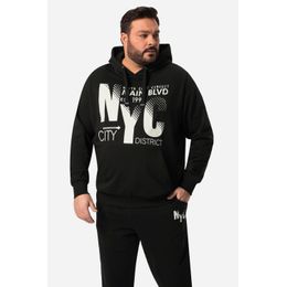 Men Plus Sweatshirt Men+ Hoodie Kapuzensweater NYC Print bis 80/82, schwarz, 76
