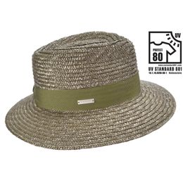 Seeberger Fedora Strohborte Fedora 54852-0, grün, oliv