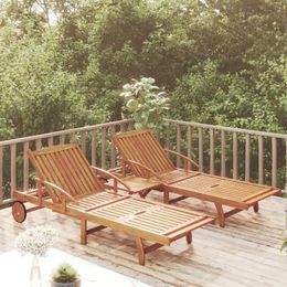 Bonnevie - 2-tlg. Sonnenliegen,Gartenliege-Set mit Tisch Massivholz Akazie vidaXL