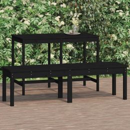 Gartenbank 2-Sitze Doppelsitzbankr Schwarz 159,5x44x45 cm Massivholz Kiefer vidaXL