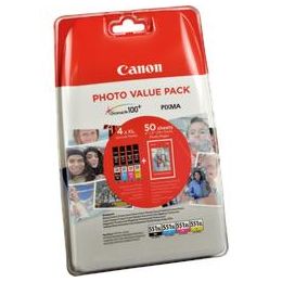 4 Canon Tinten 6443B006 CLI-551XL BK C M Y 50 Blatt 10x15