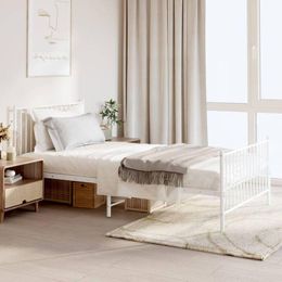 Bettgestell，Schlafzimmerbett mit Kopf- und Fußteil Metall Weiß 107x203 cm vidaXL