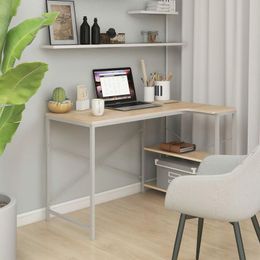 Computertisch，Schreibtisch Weiß und Eiche-Optik 110x72x70 cm Holzwerkstoff vidaXL