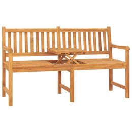 Bonnevie - 3-Sitzer Gartenbank Doppelsitzbank mit Tisch 150 cm Teak Massivholz vidaXL