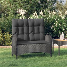 Bonnevie - Gartenbank Ruhebank mit Liegefunktion & Kissen 107cm Poly Rattan Schwarz vidaXL