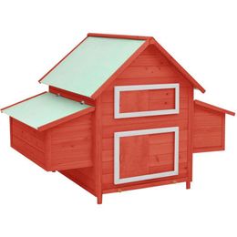 Hühnerstall,Zwerghühnerhaus Rot und Weiß 152x96x110 cm Massivholz Tanne vidaXL
