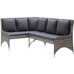 Bonnevie - Garten-Ecksofas 2 Stk. Poly Rattan Grau vidaXL648377