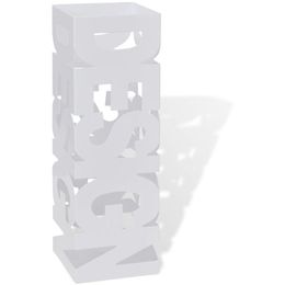 Schirmhalter Schirmständer Gehstöcke Stahl weiß quadratisch 48,5 cm vidaXL657728