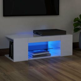 Bonnevie - TV-Schrank,TV-Möbel mit LED-Leuchten Hochglanz-Weiß 90x39x30 cm vidaXL