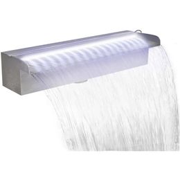 Pool-Wasserfall Fontäne mit LEDs Rechteckig Edelstahl 45 cm Vidaxl Silber