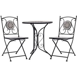 3-tlg. Bistro-Set Mosaik Keramik Grau vidaXL310159