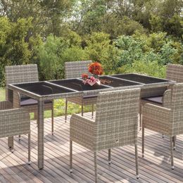 Gartentisch，Terrassentisch mit Glasplatte Grau 190x90x75 cm Poly Rattan vidaXL