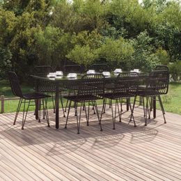 9-tlg. Garten-Essgruppe,Gartenmöbel Set Schwarz Poly Rattan vidaXL