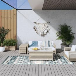 Outdoor-Teppich，Außenteppich Aquablau und Weiß 80x250 cm Beidseitig Nutzbar vidaXL
