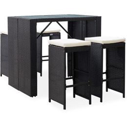 5-tlg. Garten-Bar-Set,Gartenmöbel Set Poly Rattan und Glas Schwarz vidaXL