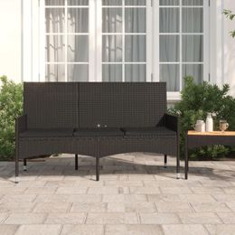 Gartenbank 3-Sitzer mit Kissen Schwarz Poly Rattan Vidaxl Schwarz