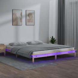 Massivholzbett，Schlafzimmerbett，Doppelbett mit LEDs 140x190 cm vidaXL