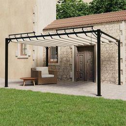 Pavillon Familienzelt mit Lamellendach 3x4 m Creme Stoff und Aluminium vidaXL