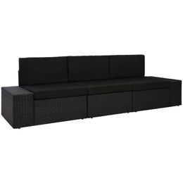 Bonnevie - Modulares 3-Sitzer-Sofa Poly Rattan Schwarz vidaXL405090