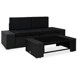 3-tlg. Garten-Lounge-Set,Gartenmöbel-Set Poly Rattan Schwarz vidaXL